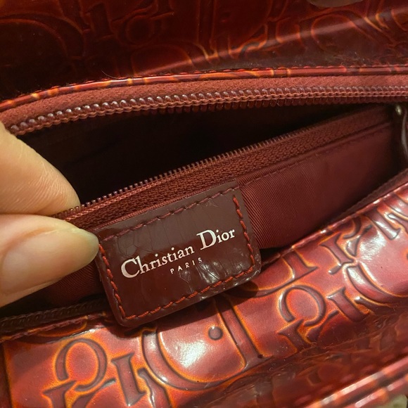 Dior | Bags | Authentic Dior Red Monogram Embossed Medium Lady | Poshmark